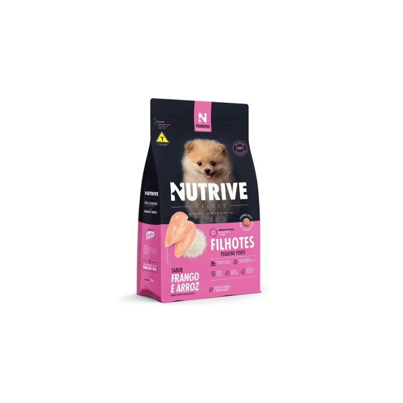 RACAO CAES NUTRIVE FILHOTE PEQUENO 2,5KG FRANGO E ARROZ - Avipec Produtos