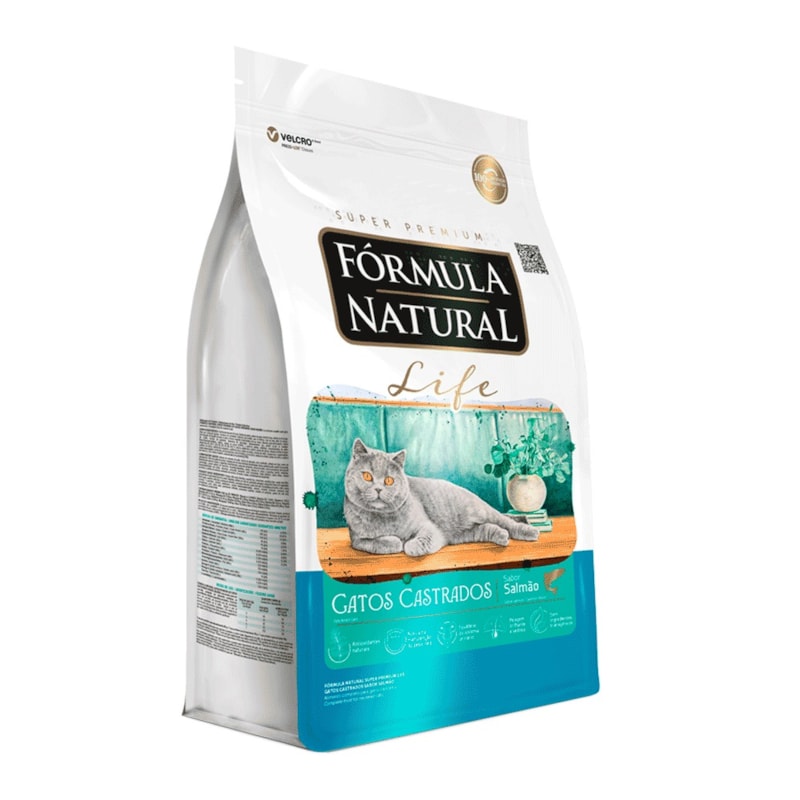 RACAO GATO FORMULA NATURAL LIFE 7KG CASTRADO SALMAO - Avipec Produtos